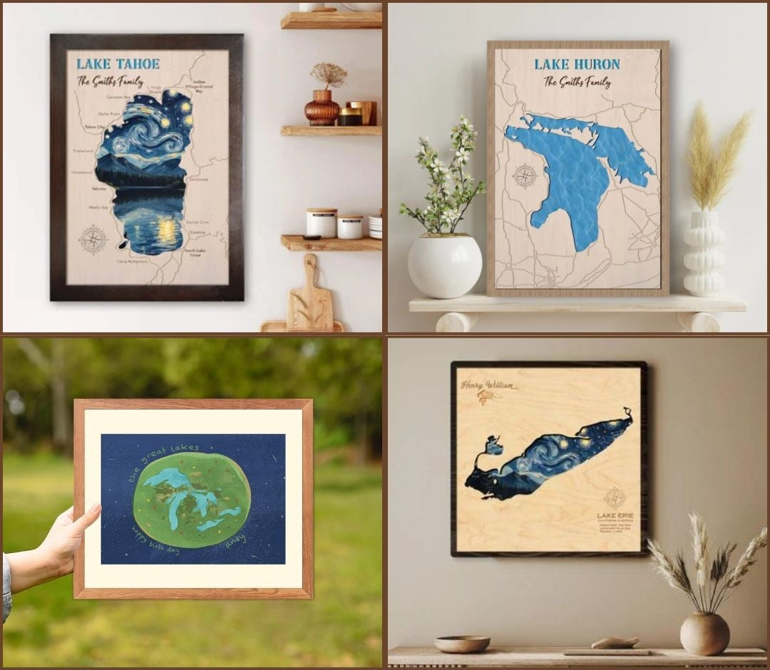 Handreamy Lake Map Art & Painting | Custom Decor for Lake Lovers
