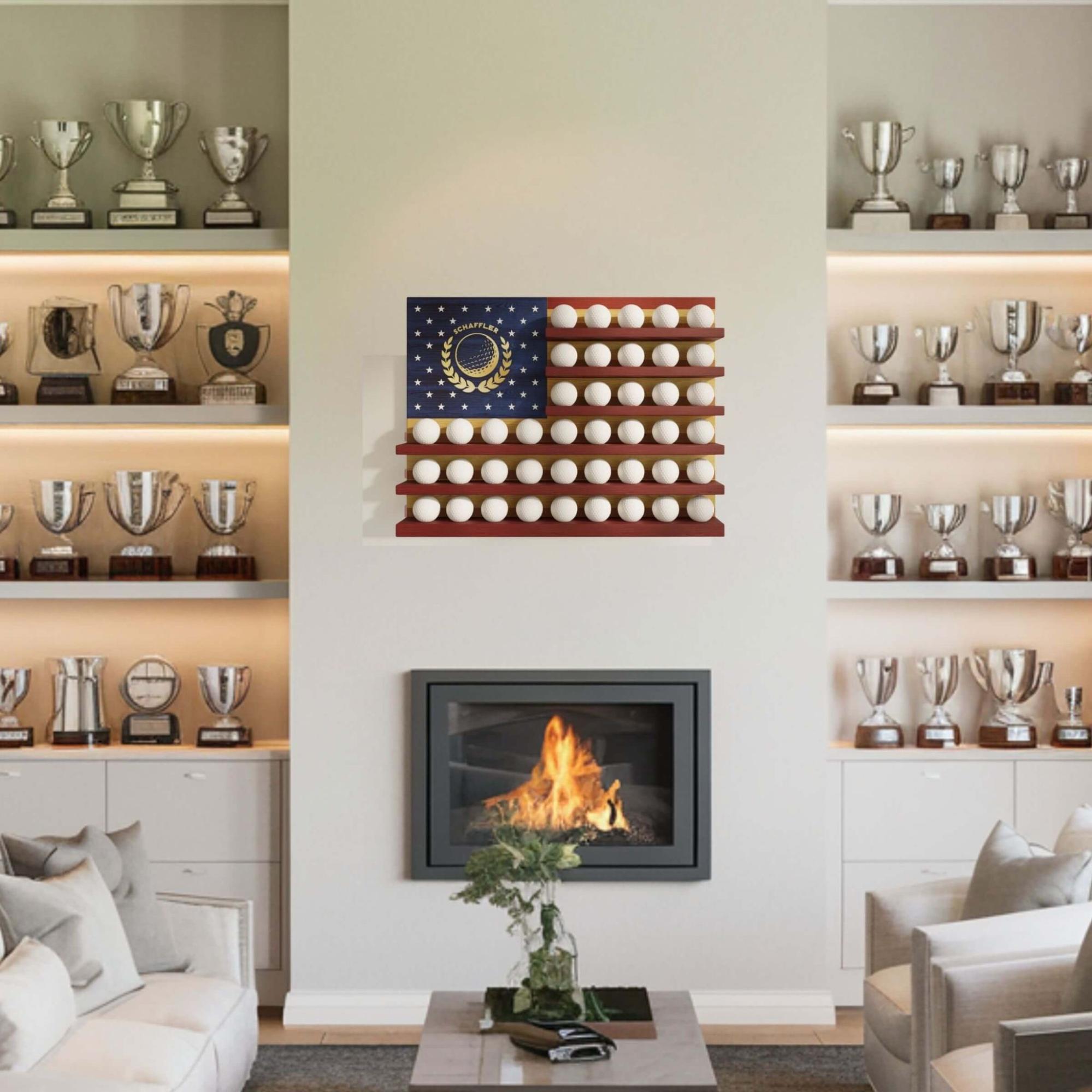 Handreamy US Flag Golf Ball Display Shelf | Customizable & Patriotic