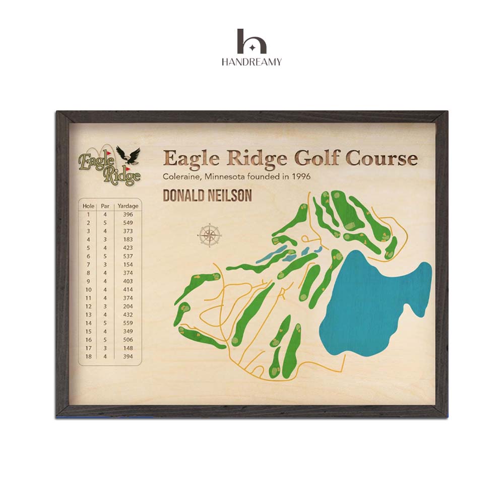Handreamy Custom Golf Course Map Print Art | Golf Wall Art Print