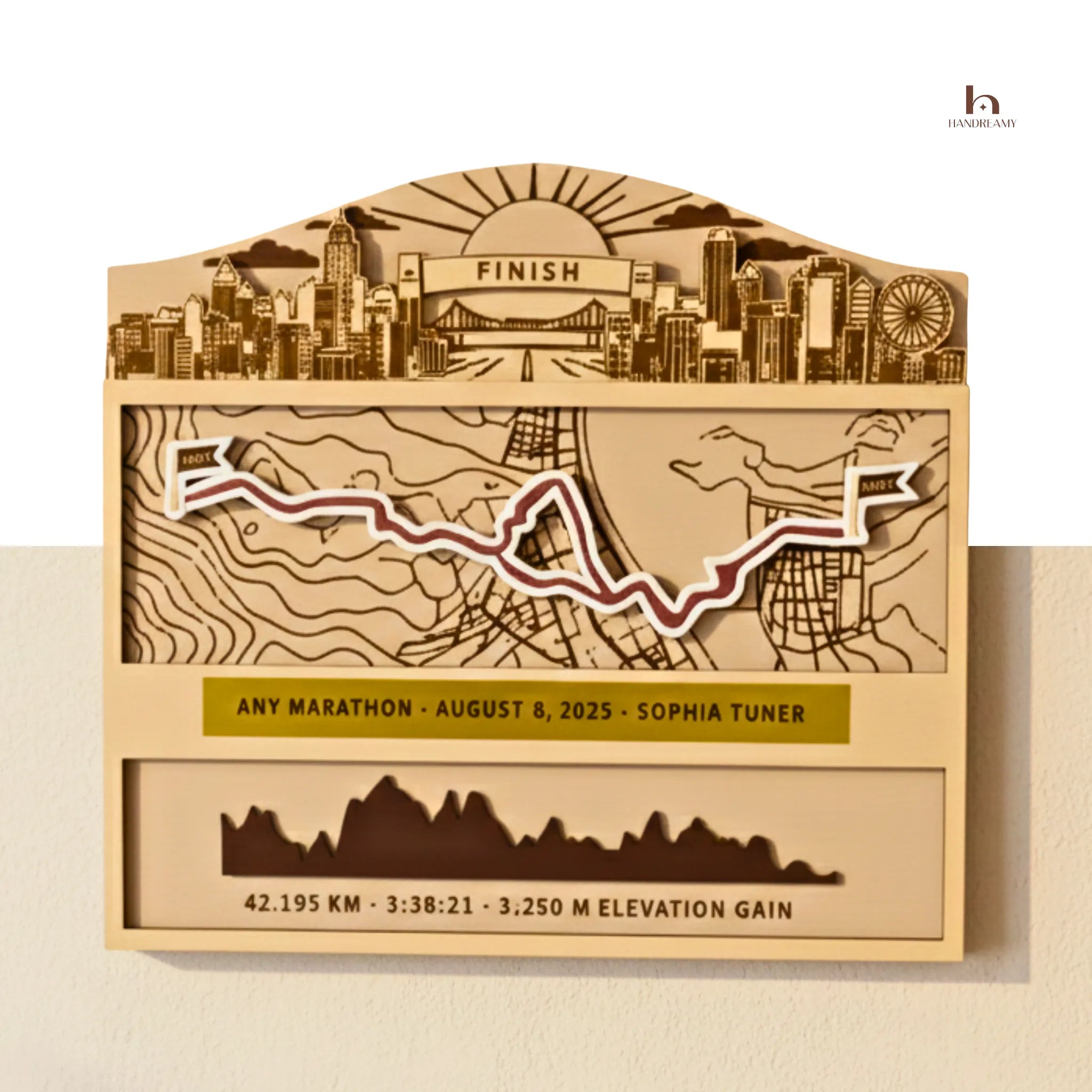 Personalized 3D Race Route Map Board – Handreamy